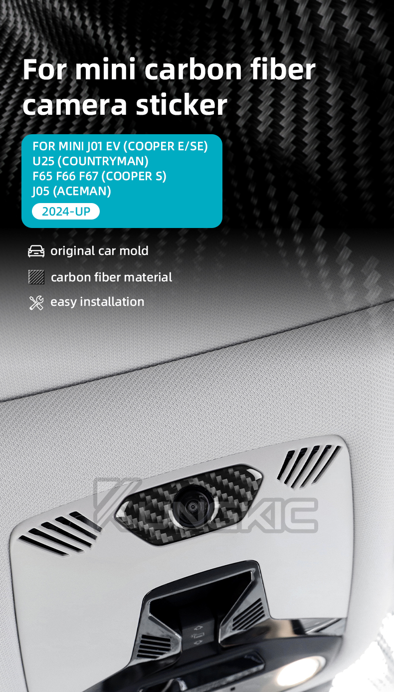 KUNGKIC Carbon Fiber Interior Camera Decorative Frame Sticker For MINI Countryman U25 Cooper J01 ...