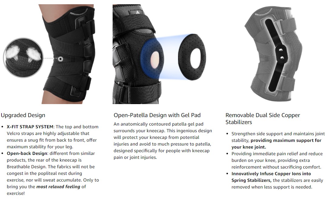 NEENCA Professional Knee Brace for Knee Pain, Adjustable Hinged Knee ...