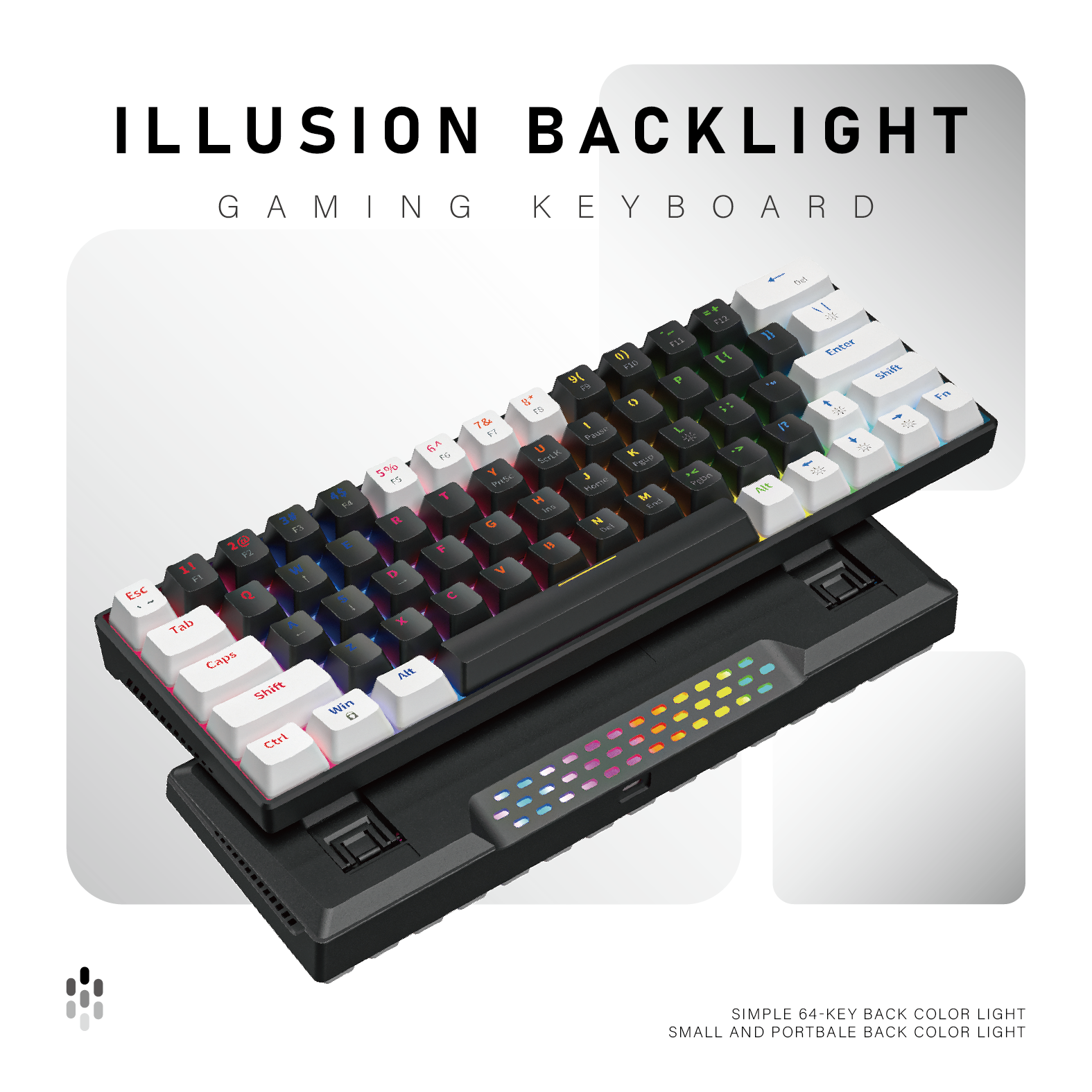 KA6406 Black Mechanical Keyboard RGB Backlit 63 keys 60% Red Blue ...