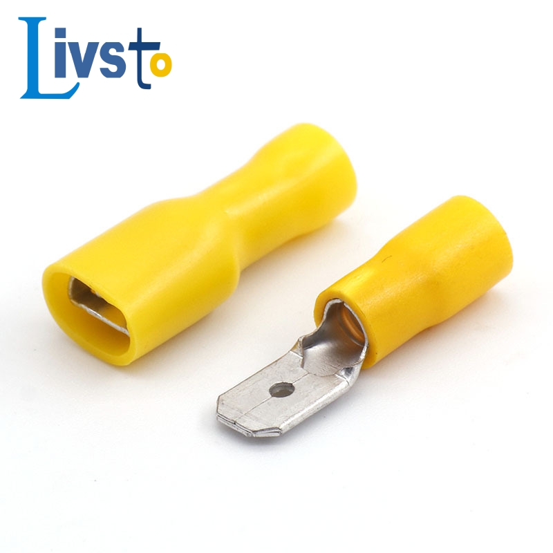 10 pcs 6.3mm Female Male PVC Connector Electrical Wiring Connector ...