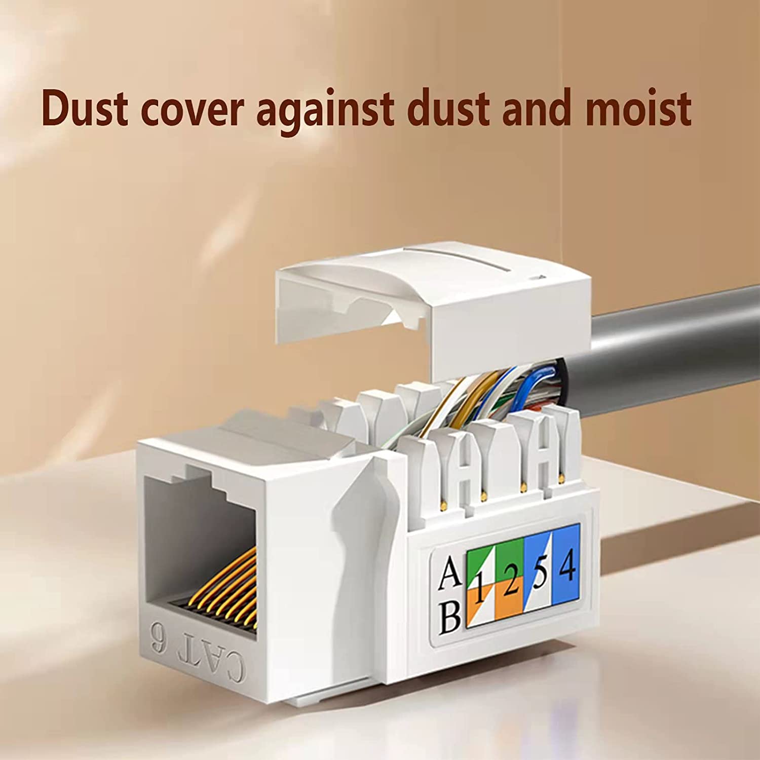 HOOLNX CAT6 Keystone Jack Insert 1/5 Pack, 90° Punch Down Keystone Jack ...