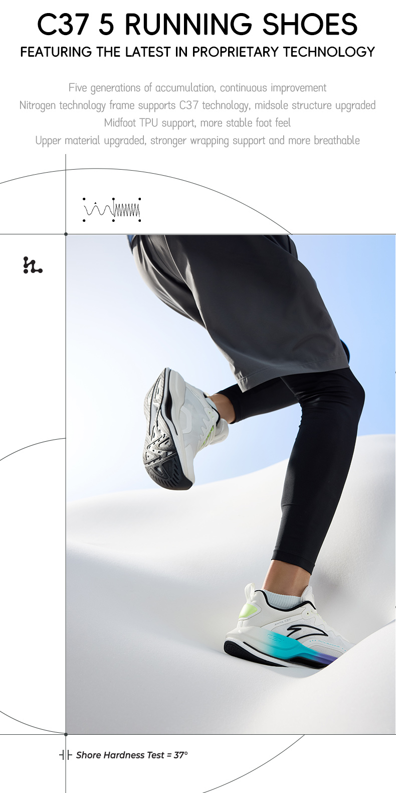 [3-10KM+] ANTA Men C37 5 Running Shoes Lightweight Rebound Fitness Jogging Sports Shoes ...