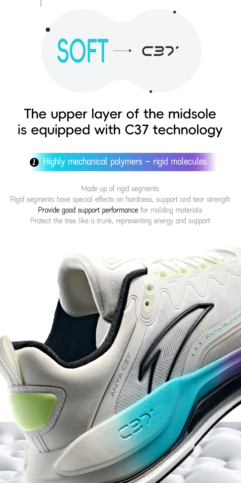 [3-10KM+] ANTA Men C37 5 Running Shoes Lightweight Rebound Fitness Jogging Sports Shoes ...