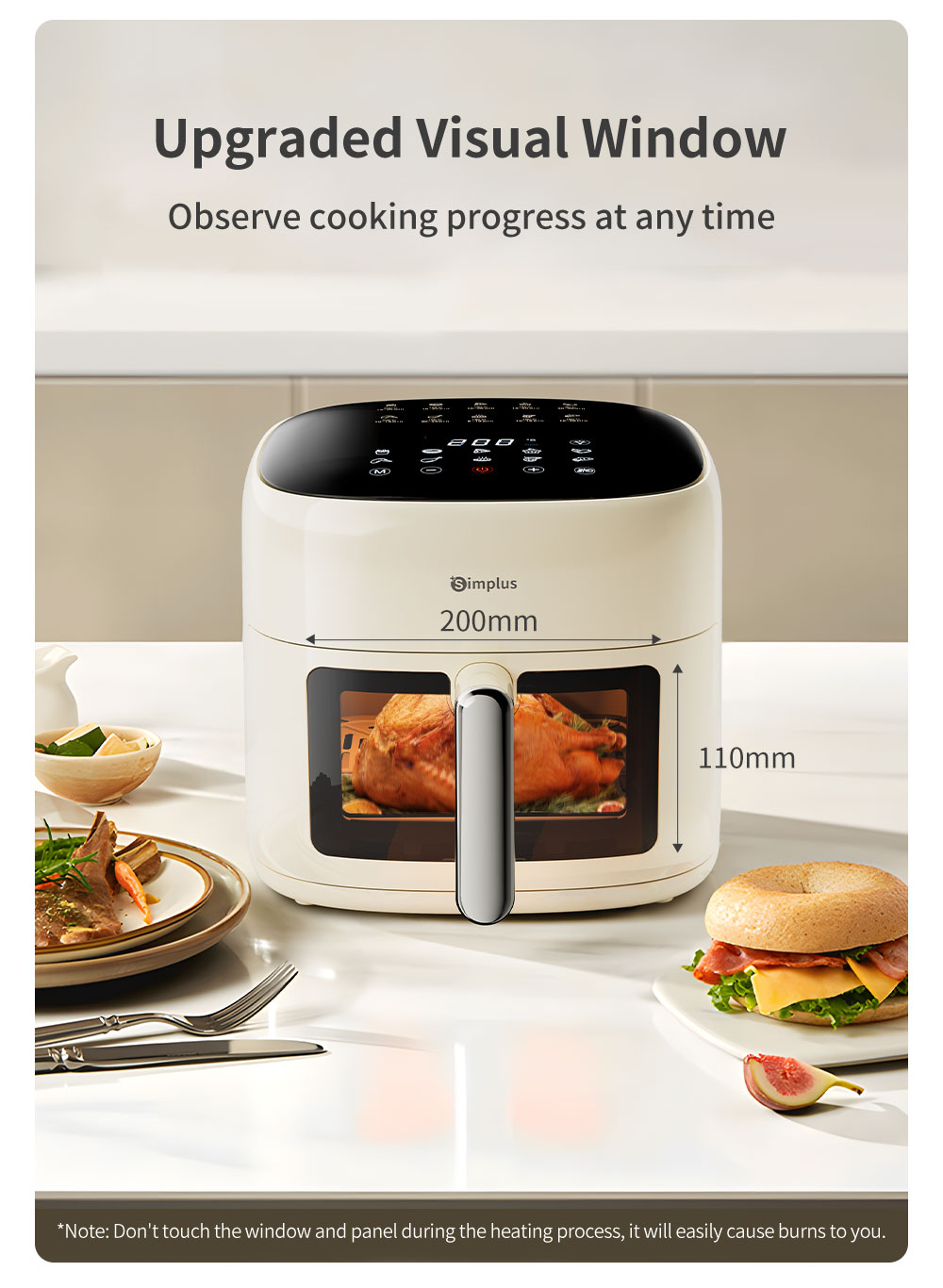 Simplus Air Fryer 6.5L Visible Oil-free Touch Screen Large Capacity ...