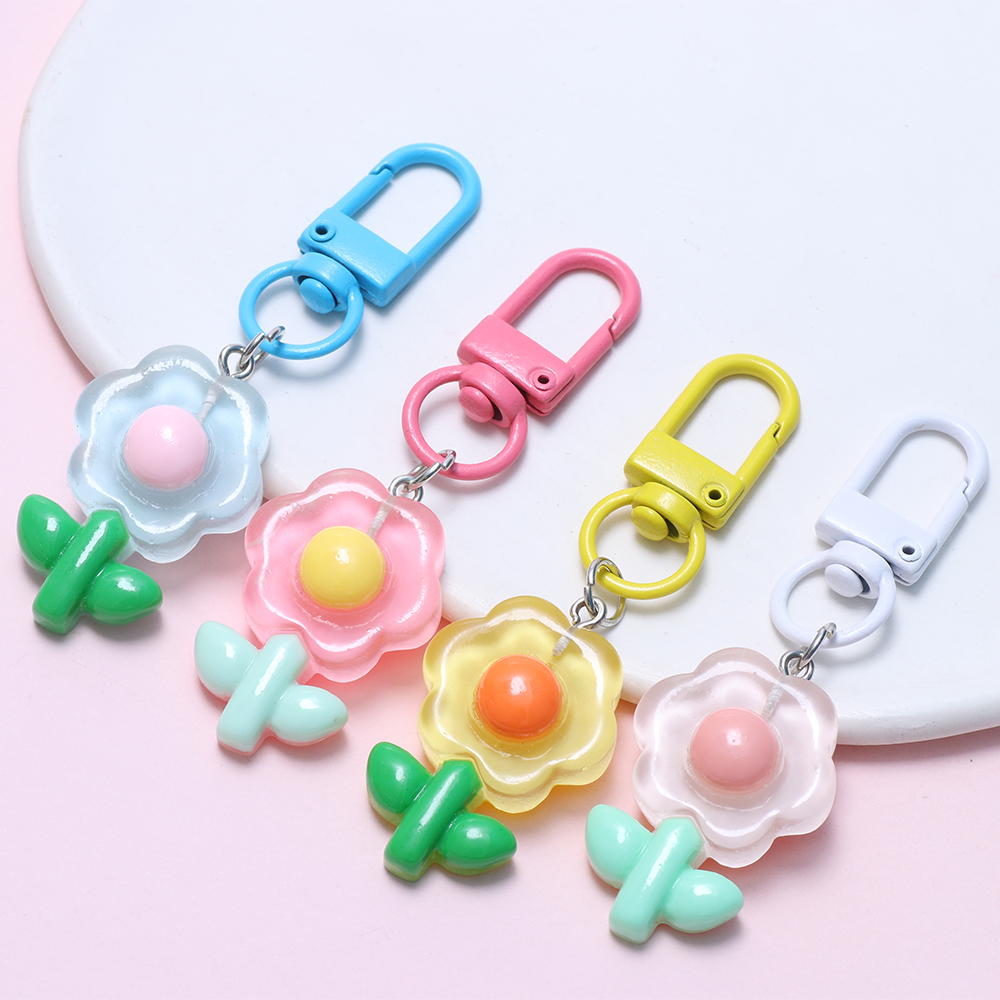 1pcs flower Keychain Split Rings Keyfob Charm For Keyring Backpack ...