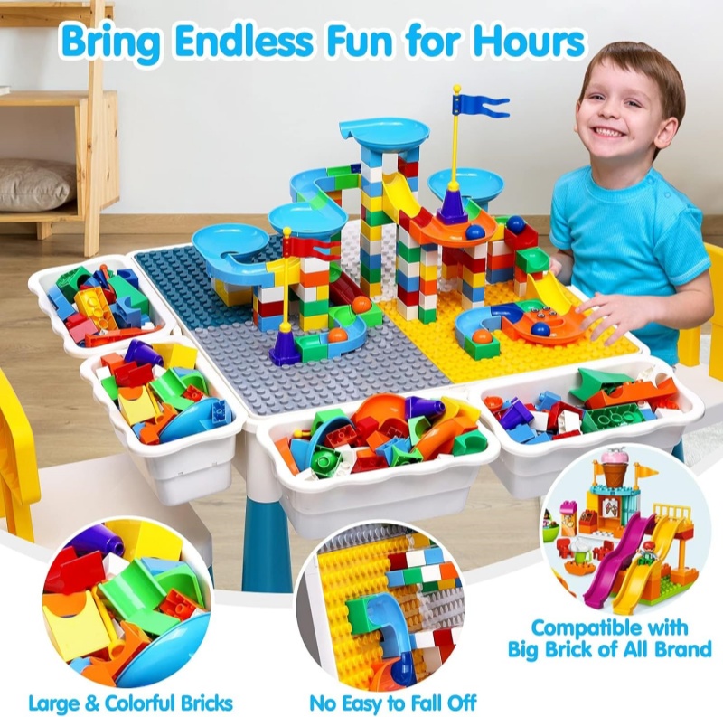 220pcs Building Blocks Table and Chair Set Study and Play Set Table ...