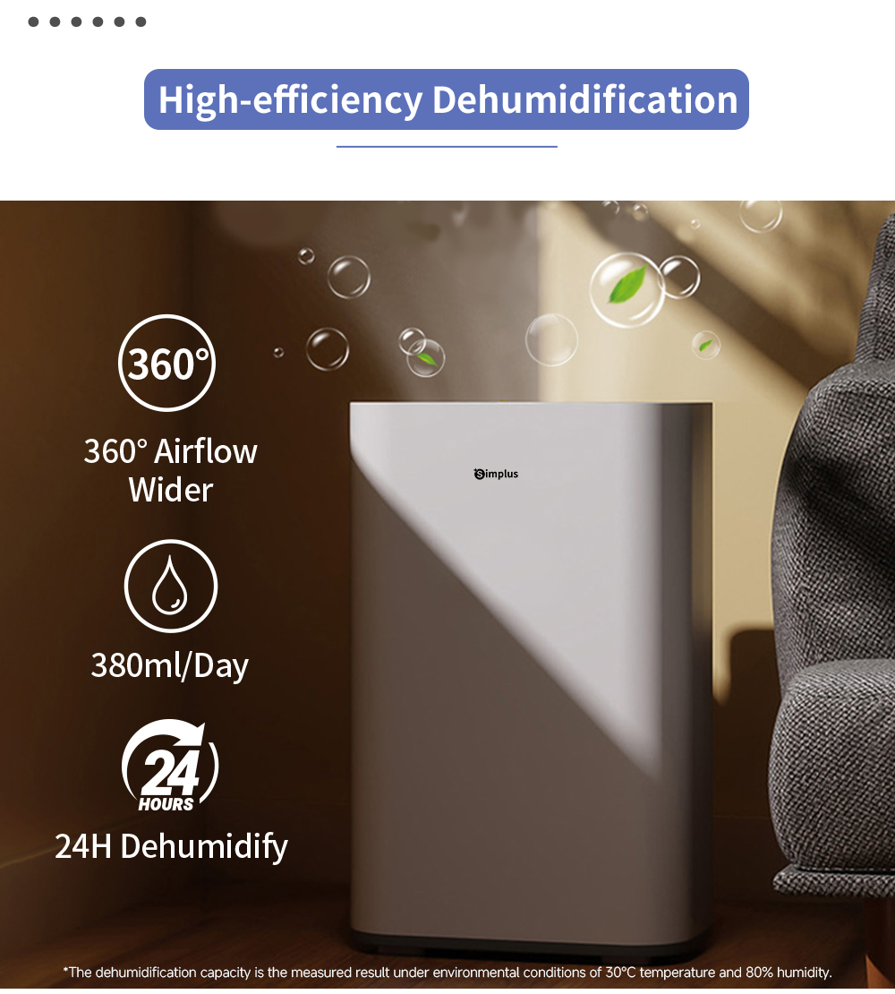 Simplus Air Dehumidifier Auto-Shutoff Low Noise Home Bedroom Moisture ...