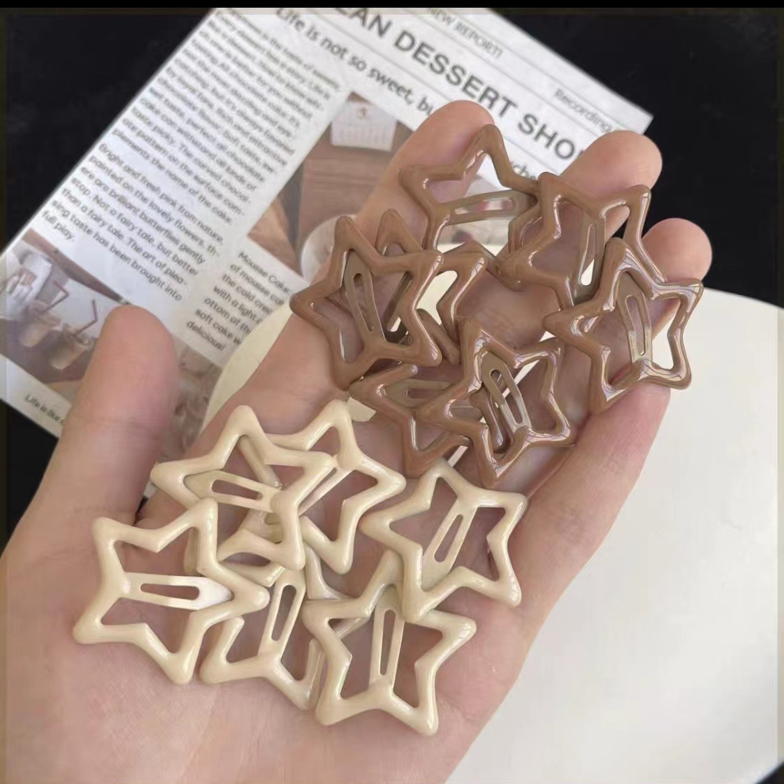 10/20pcs Brown Star Hair Clips Five-Pointed Star BB Clips for Girls ...