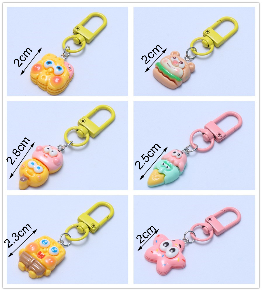 1pcs Metal Anime Cartoon Starfish Animation Keychain Split Rings Keyfob ...