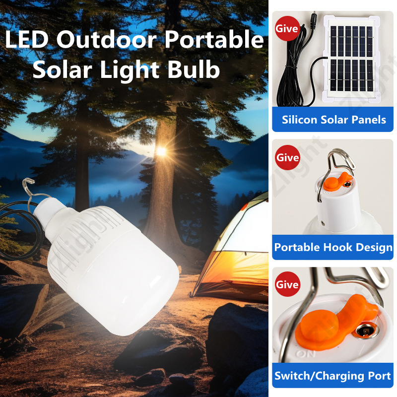 LED Solar Emergency Light Bulb With Remote Control USB Rechargeable ...