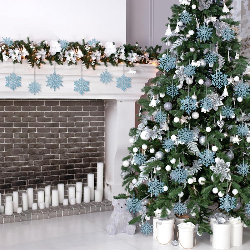 12PCS/Set Christmas Snowflakes Multicolour Christmas Tree Hanging ...