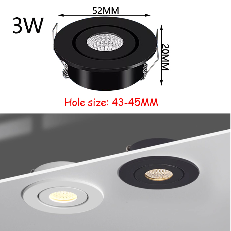 Small Recessed Ceiling 3W LED Spot Light COB 110V 220V Dimmable Driver ...