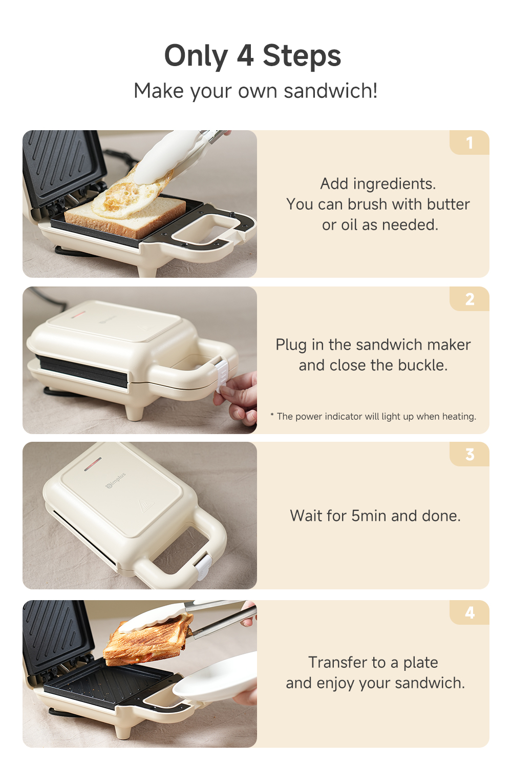 Simplus Sandwich Maker Bread Toaster Multifunctional Breakfast Machine ...