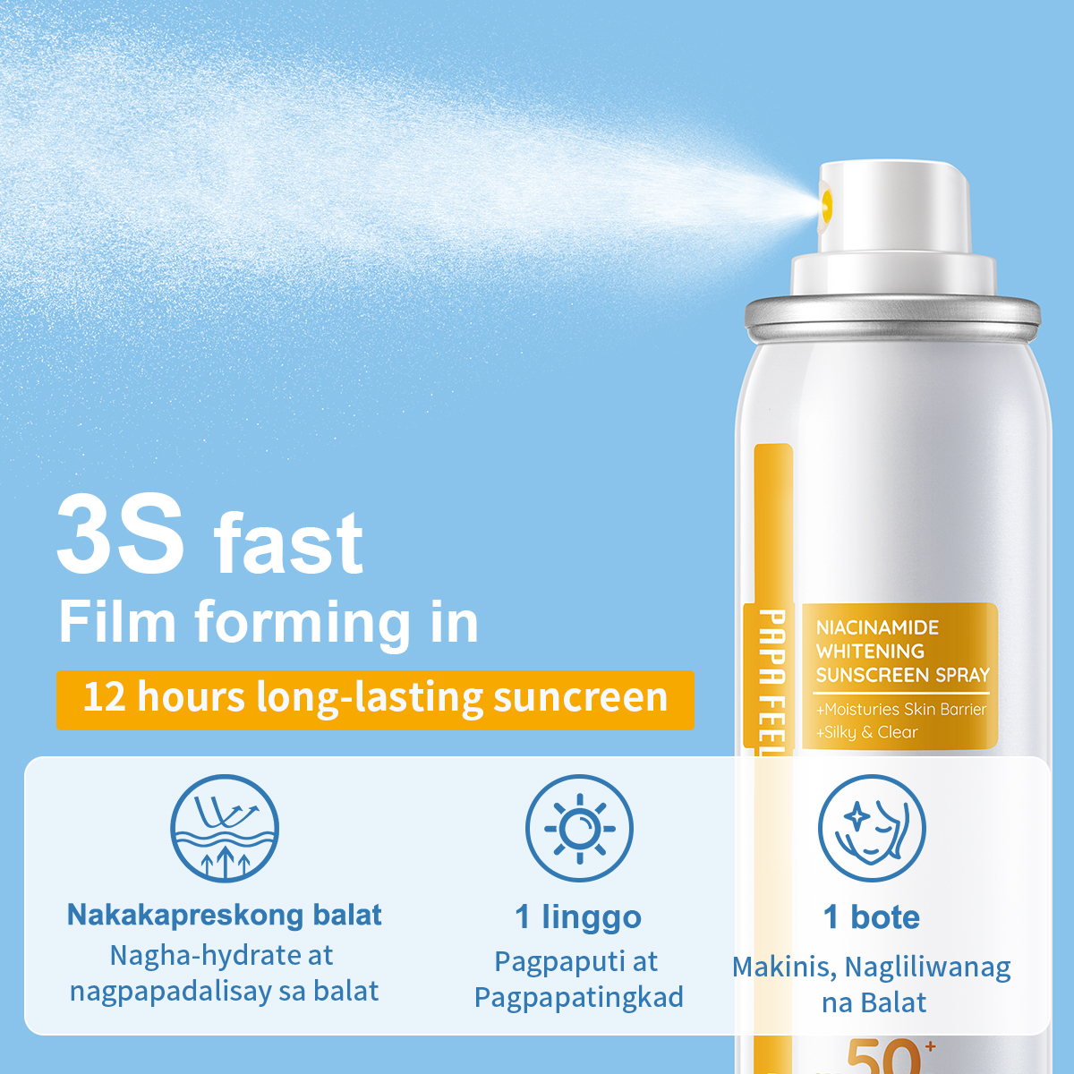 PAPA FEEL Sunscreen Spray Whitening 120ml/50ml | Sunblock Face And Body ...
