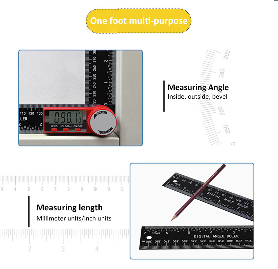 2 In 1 Digital Protractor 360 Degree Angle Ruler Digital Protractor ...