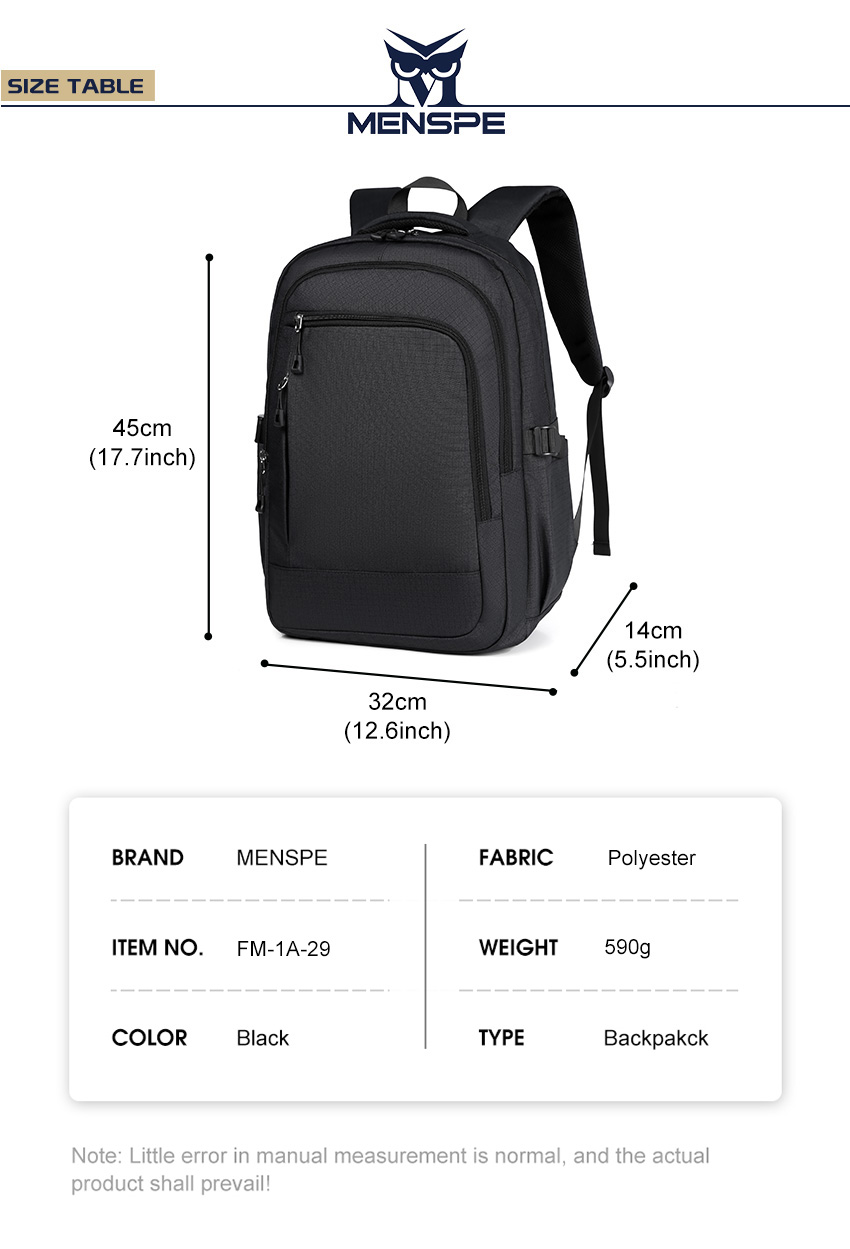 MENSPE Men Backpack Notebook Backpack Business Travel Bag Waterproof ...