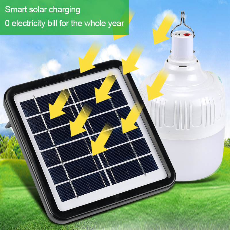 LED Solar Emergency Light Bulb With Remote Control USB Rechargeable ...