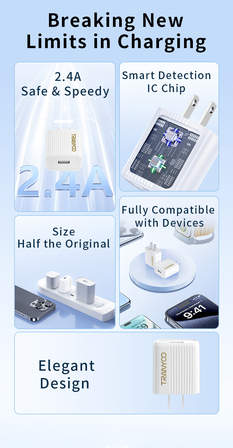 Tranyoo C03 12W Fast Charge set Power Adapter Quick Charge USB Original Type-C Iph Micro ...