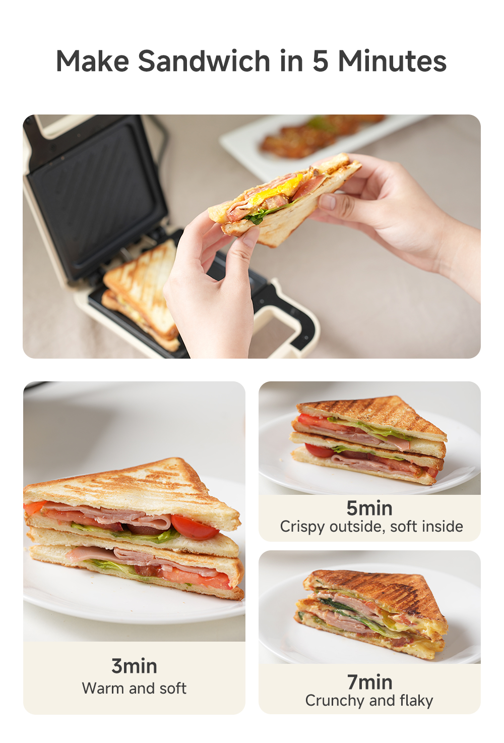 Simplus Sandwich Maker Bread Toaster Multifunctional Breakfast Machine ...