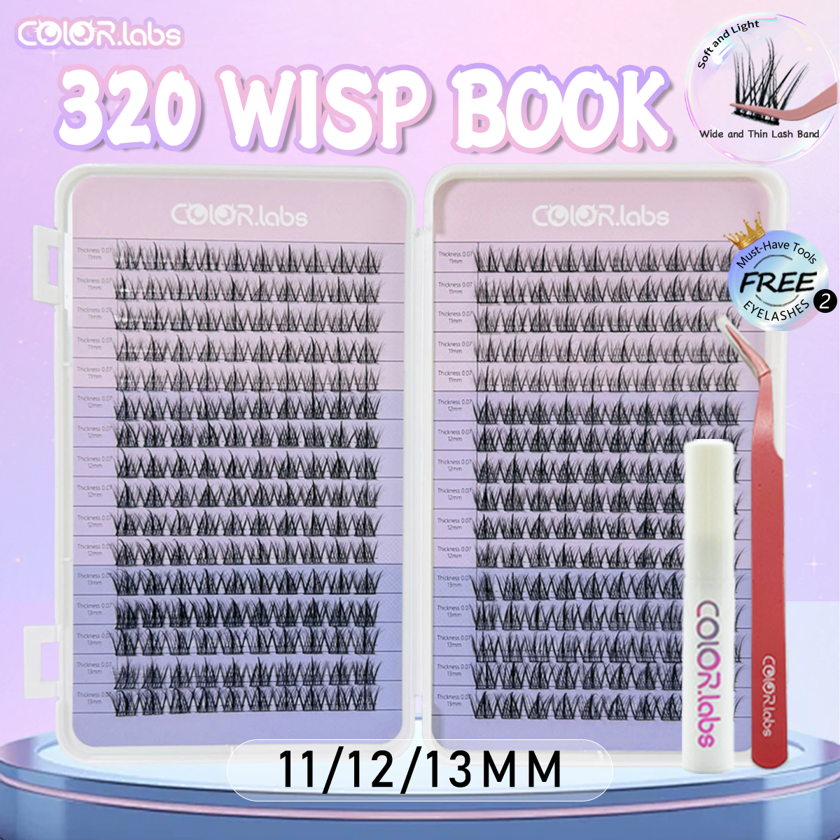 COLOR.labs Makeup Eyelash Extension Clusters Individual Lashes 320 WISP ...