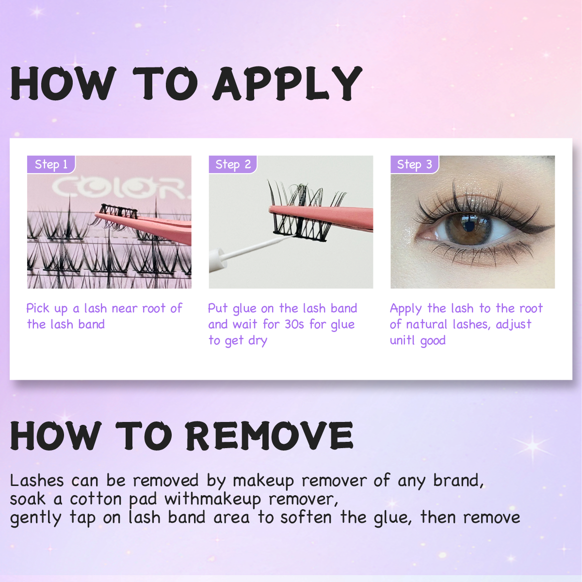 COLOR.labs Makeup Eyelash Extension Clusters Individual Lashes 320 WISP ...