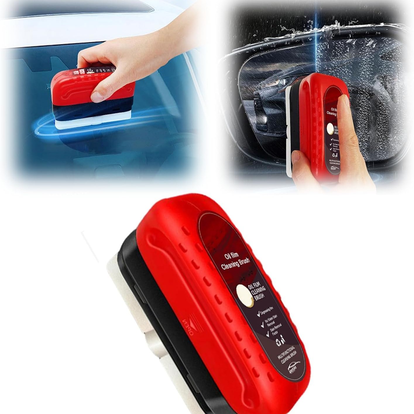Windshield Cleaner Tool - Car Glass Oil Film Cleaner with Reusable Foam ...