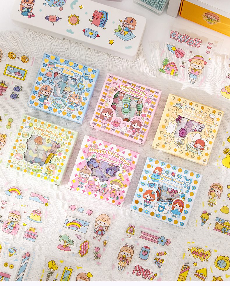 100Pcs Cute Stickers Set Waterproof DIY Handbook Decor Guka Sticker 8 ...