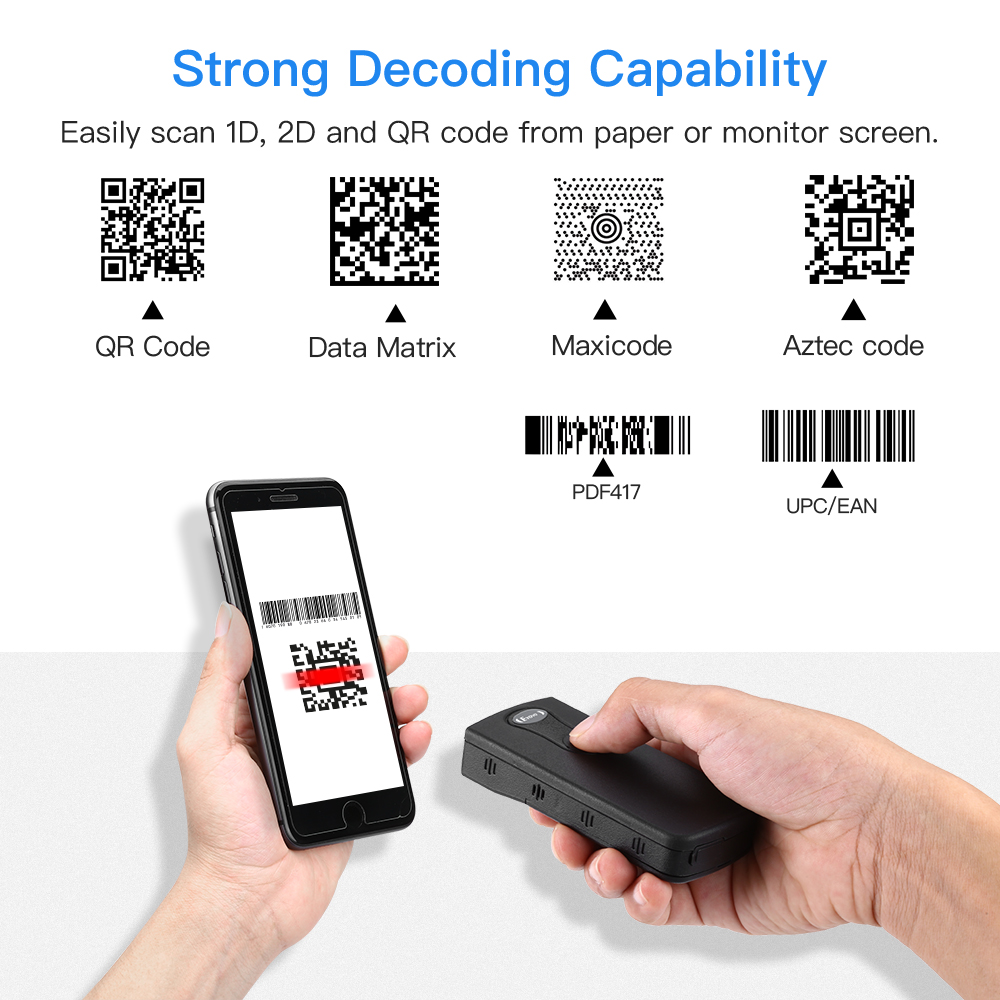 Eyoyo Via Bluetooth 1D 2D Barcode Scanner, Portable USB Wired & 2.4G ...