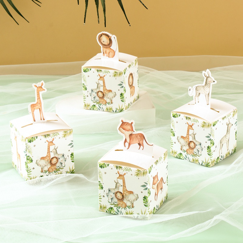 24pcs Watercolor Mini Cartoon Zoo Candy Box Mixed 3D Animal Design ...