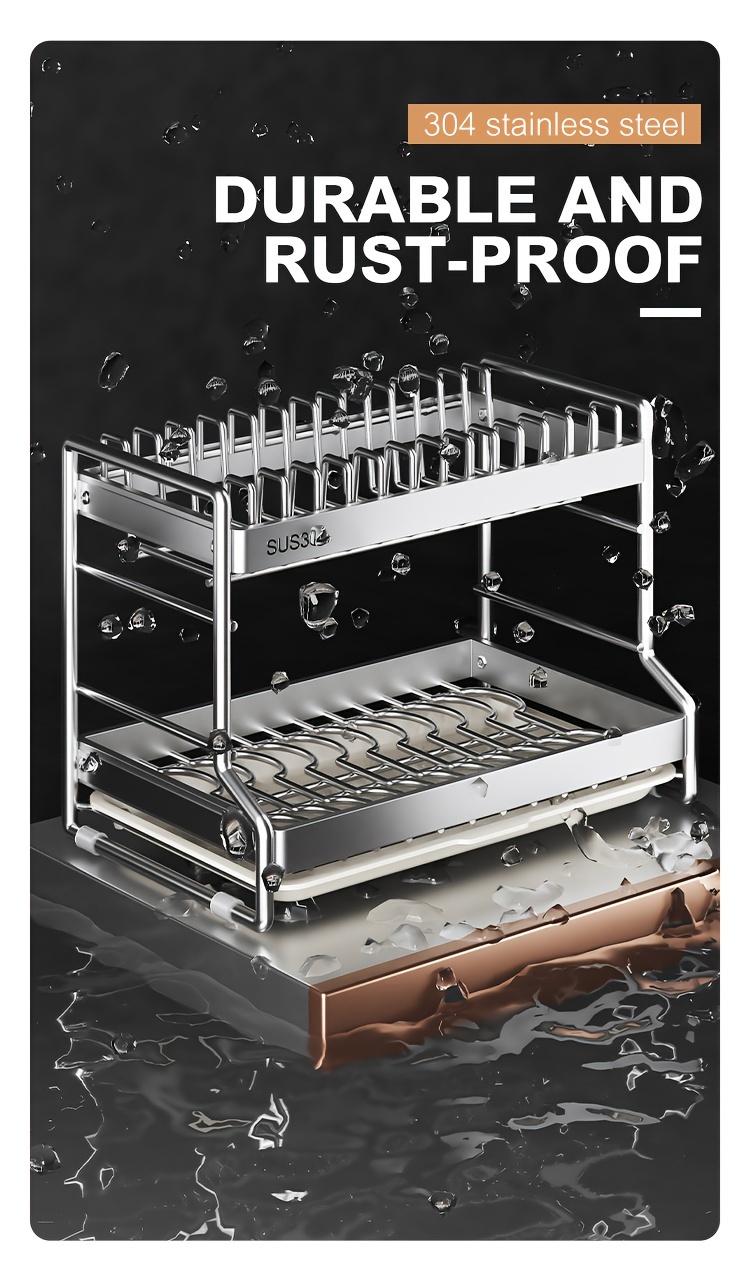 KEVE 304 Stainless Steel Dish Rack 2L/3L Dish Drainer Rack Dish Rack ...