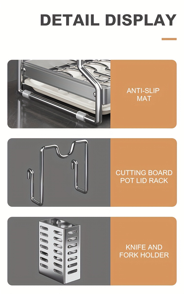 KEVE 304 Stainless Steel Dish Rack 2L/3L Dish Drainer Rack Dish Rack ...