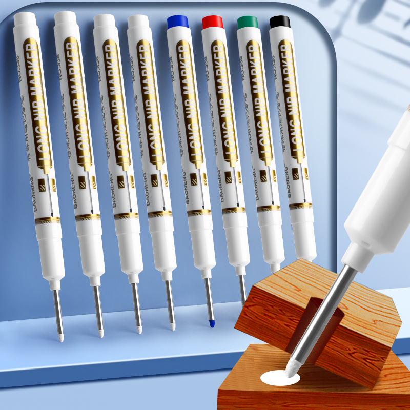 Permanent Long Nib Marker Set - 20mm Fine Tip Waterproof Markers for ...