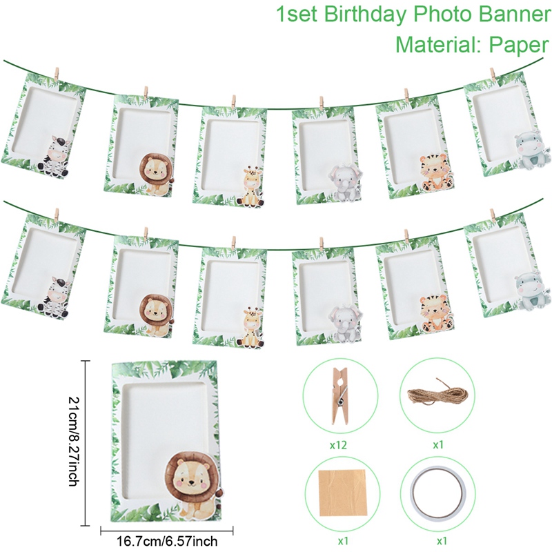 12pcs 6inch Cartoon Animal Design Photo Banner Lion Tiger Safari theme ...