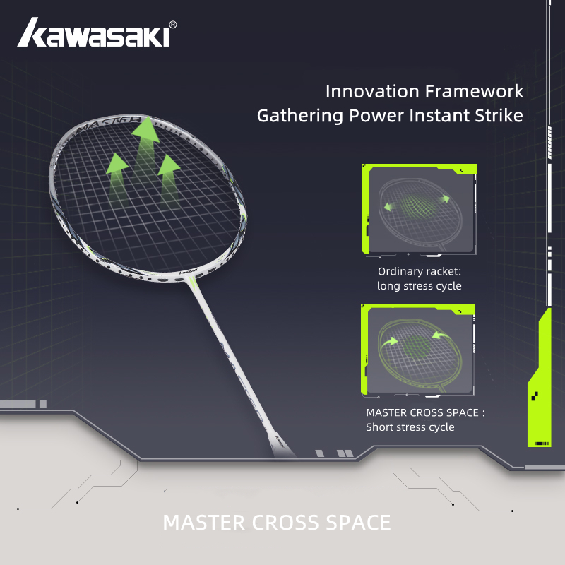 Kawasaki Badminton Racquet MASTER CROSS SPACE 4U 18-35LBS Professional ...