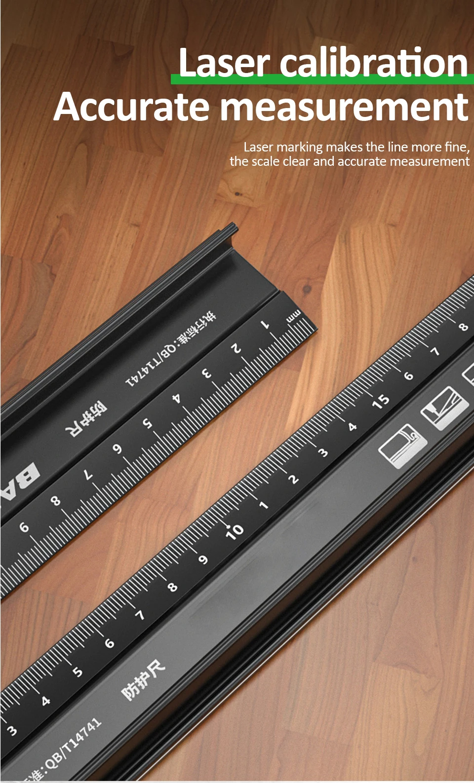 Aluminum Alloy Multifunctional Protective Ruler Anti Cutting Hand Ruler ...