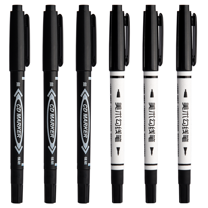 Dual tip marker Pens 0.5/1.2mm waterproof double headed brush Drawing ...