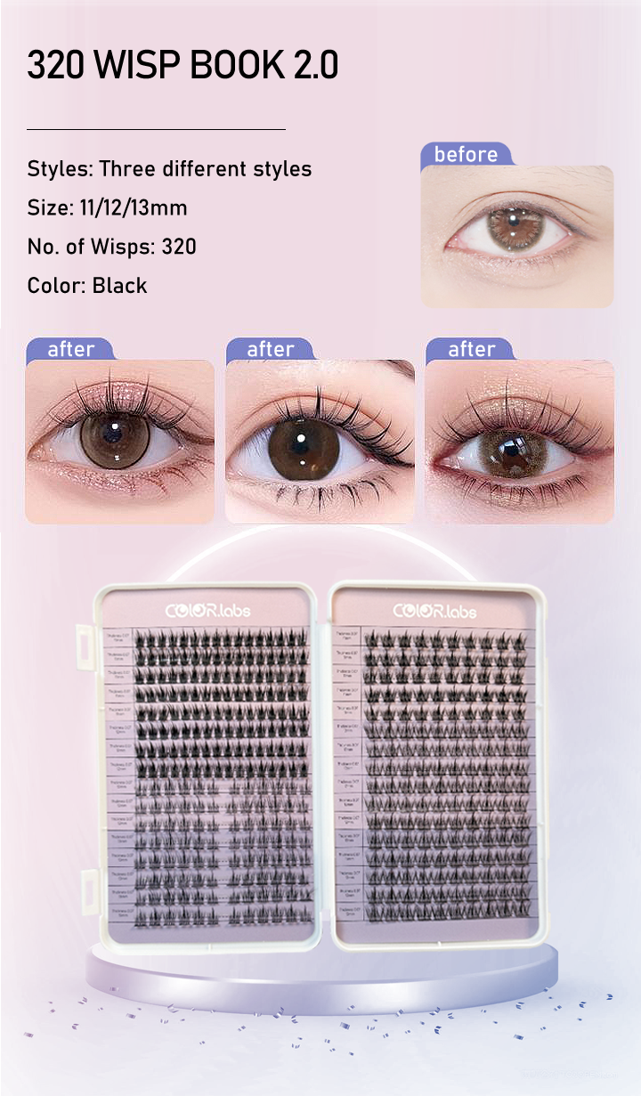 COLOR.labs Eyelash Extension Wisp Mega Pack 2.0 Cluster Individual ...