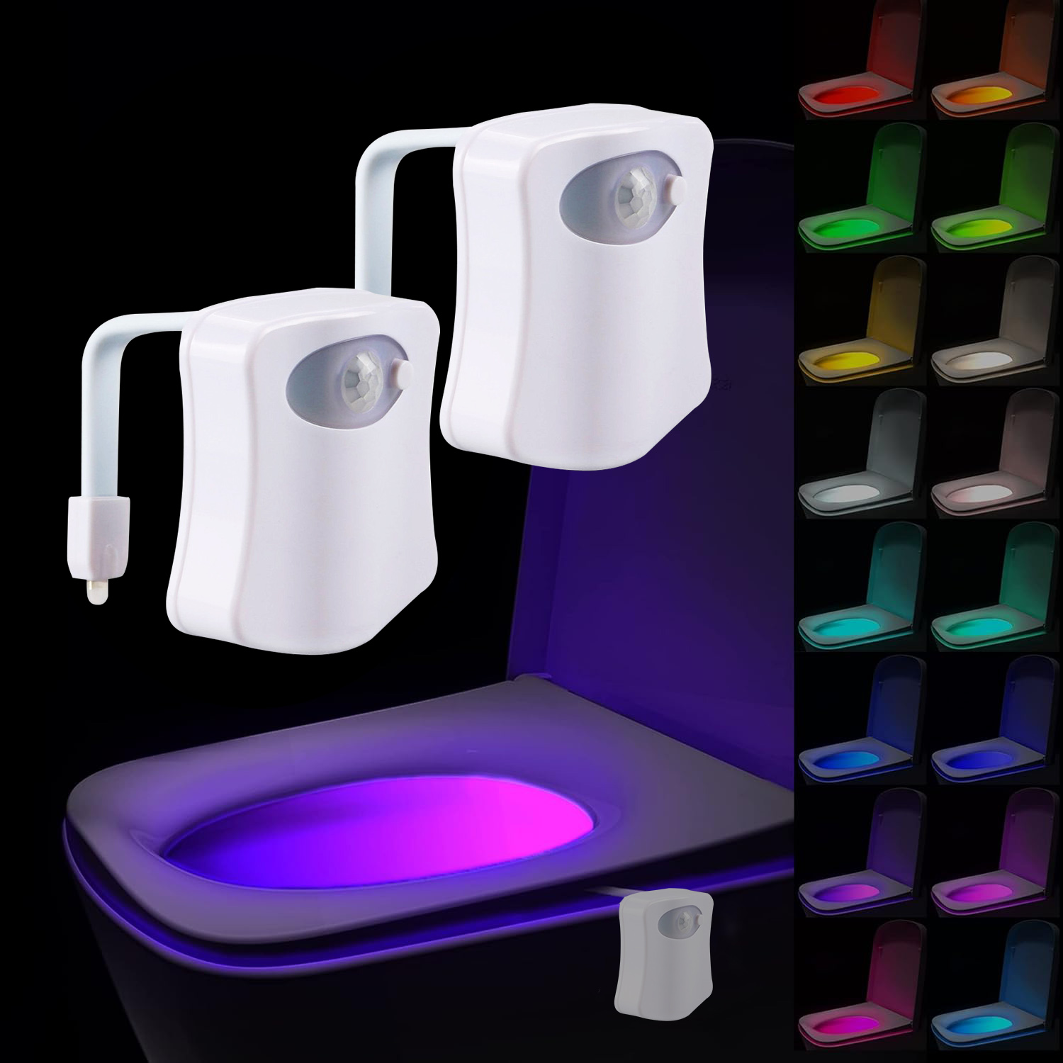 Toilet Sensor Night Light, Toilet Lights with Motion Sensor 16 Colors ...