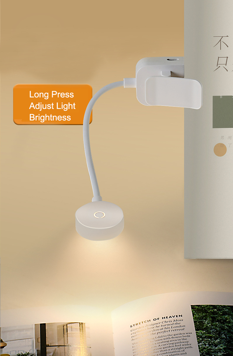 Mini LED Book Night Light Adjustable Clip 360°Flip Study Eye Protection ...