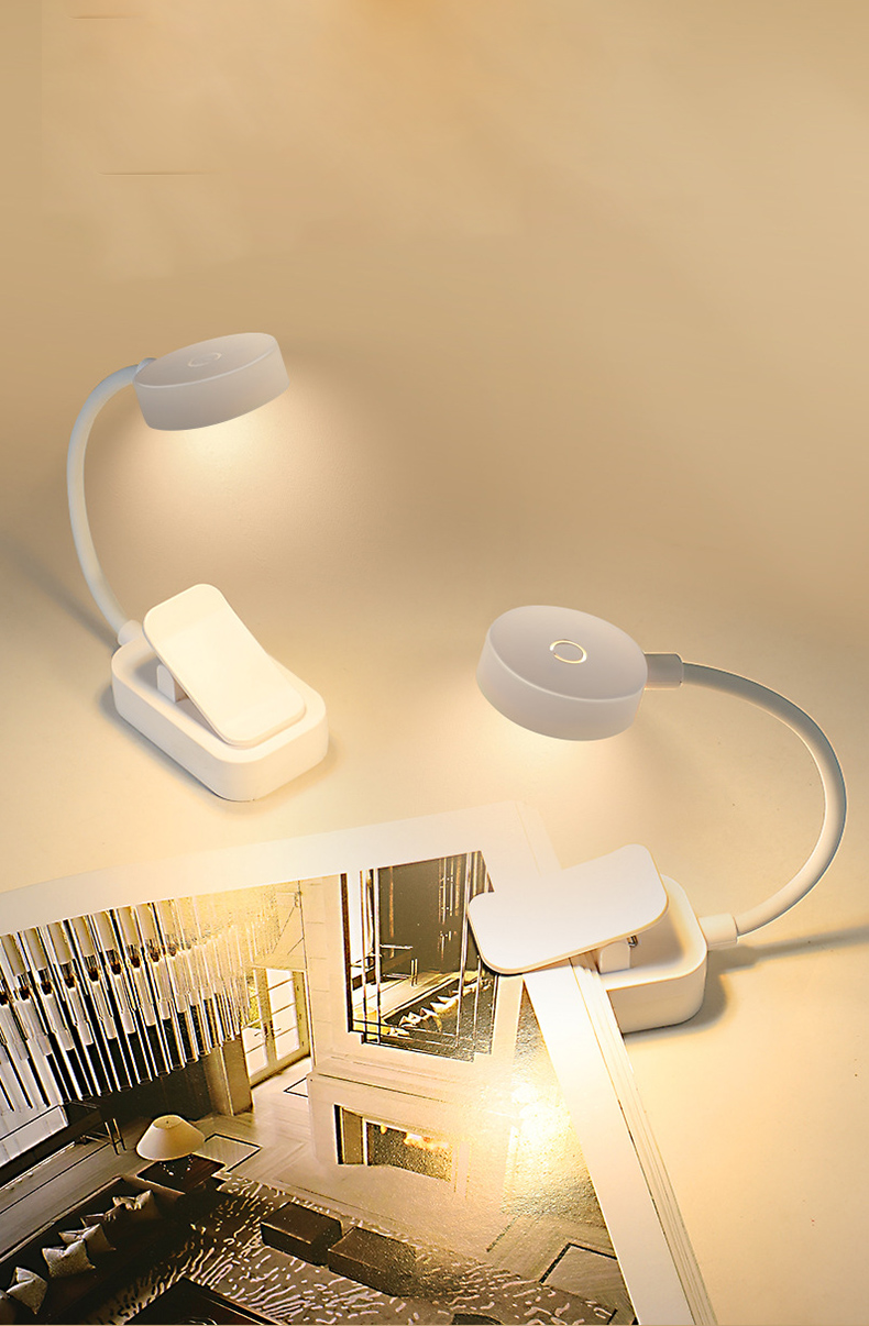 Mini LED Book Night Light Adjustable Clip 360°Flip Study Eye Protection ...