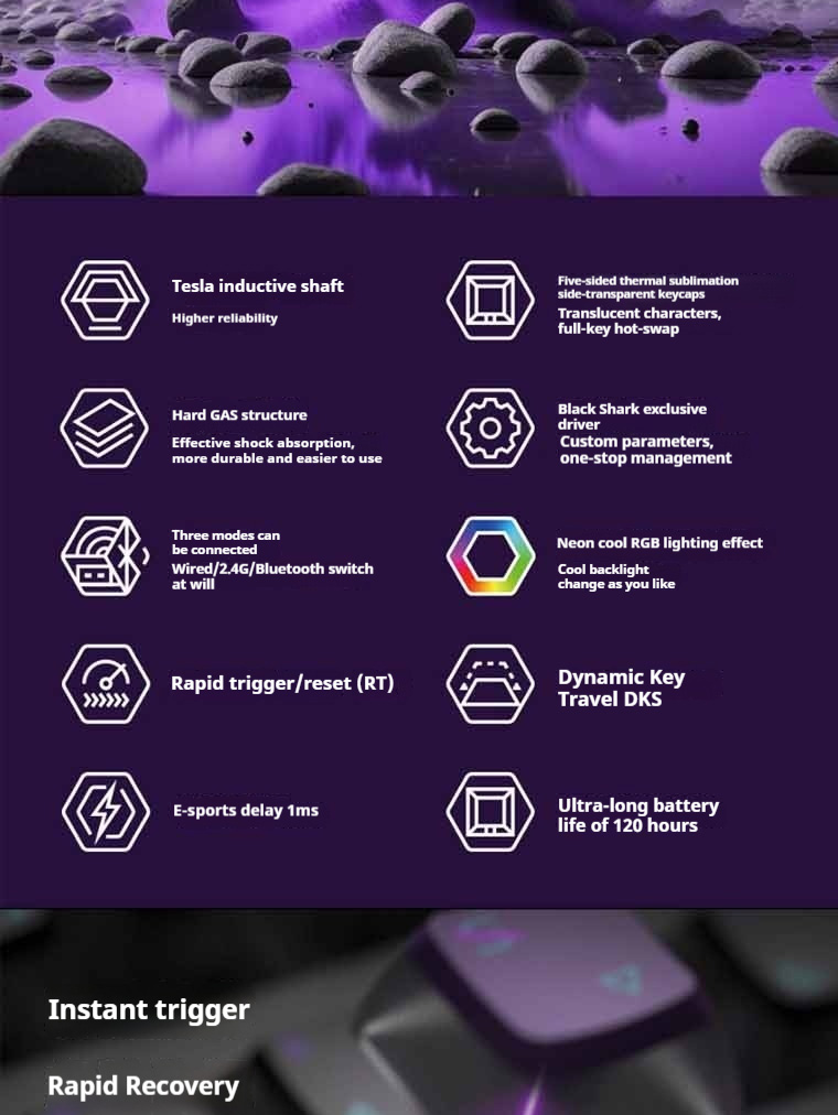 Black Shark BKB02 three mode wireless e-sports magnetic axis keyboard ...