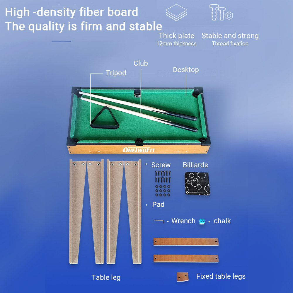 OneTwoFit Mini billiard Table Set For Kids Wooden Tabletop Pool Table ...