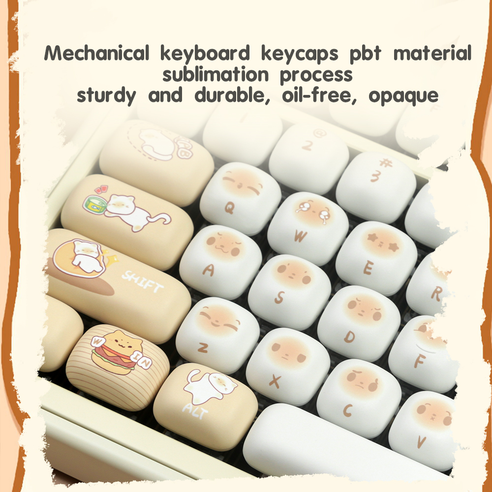 Toy House-Small Steamed Bread Keycaps 136Keys/Set PBT MOG Profile Dye ...