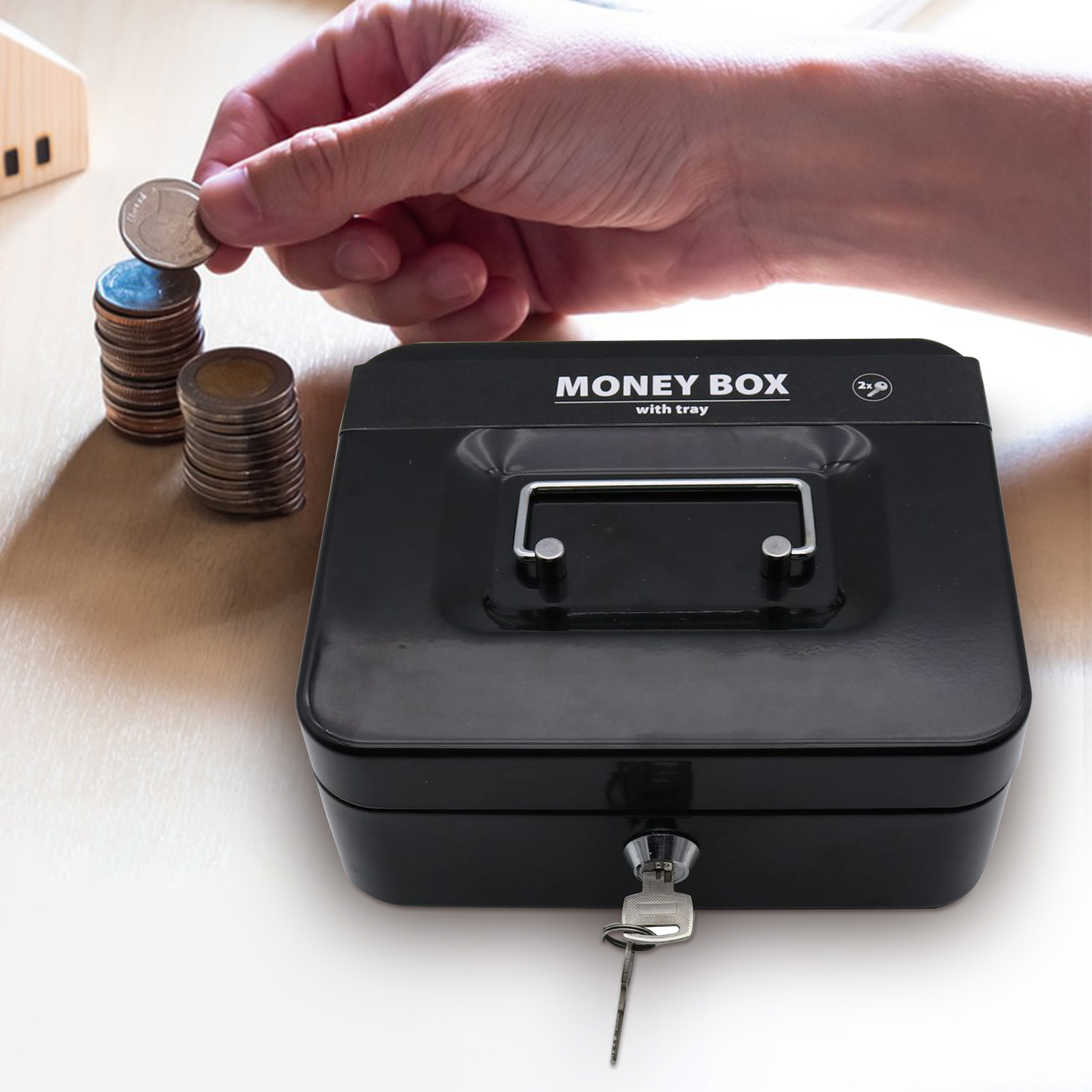 Money Lock Box Security Box Safe Lock Box Mini Metal Cash Box Money ...
