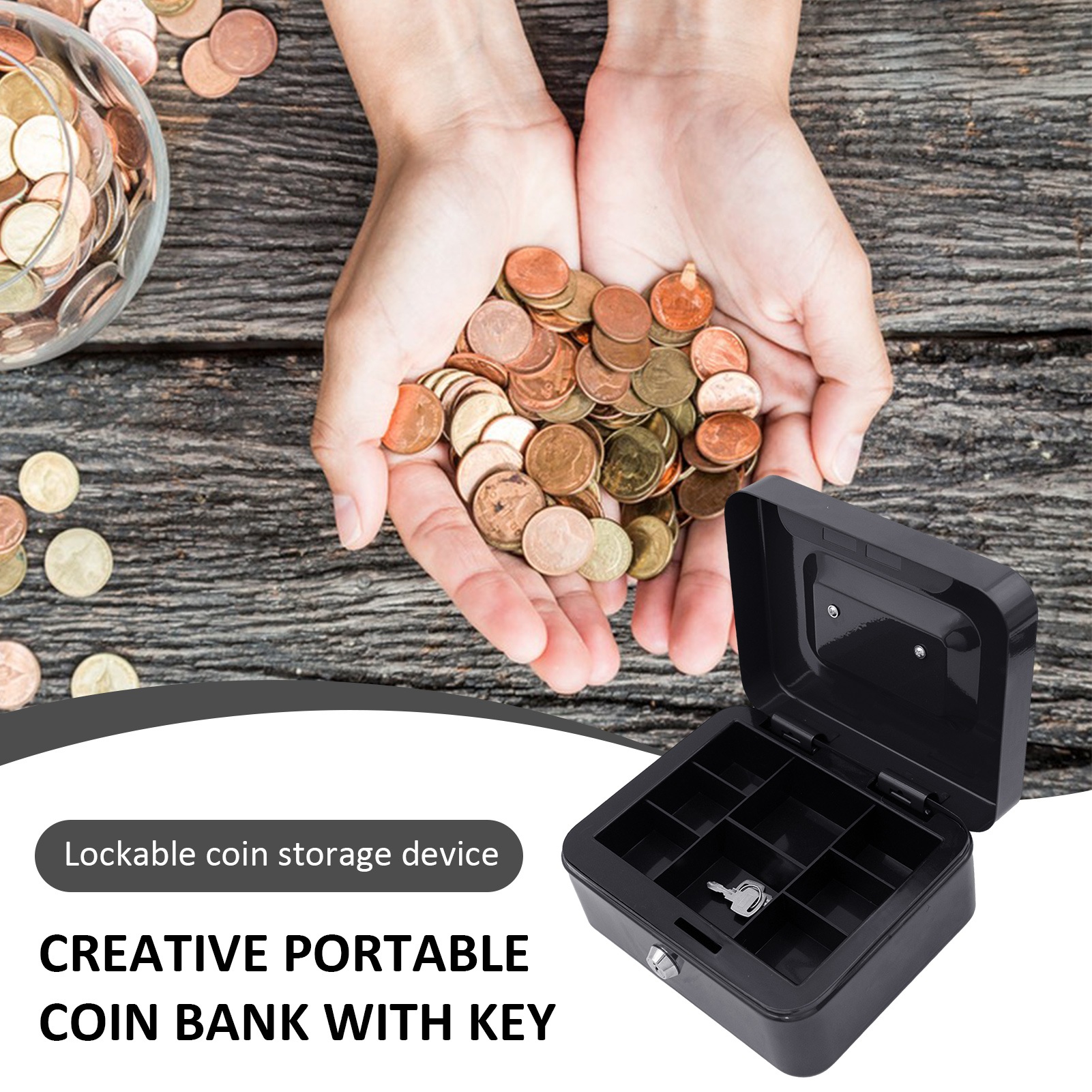 Money Lock Box Security Box Safe Lock Box Mini Metal Cash Box Money ...