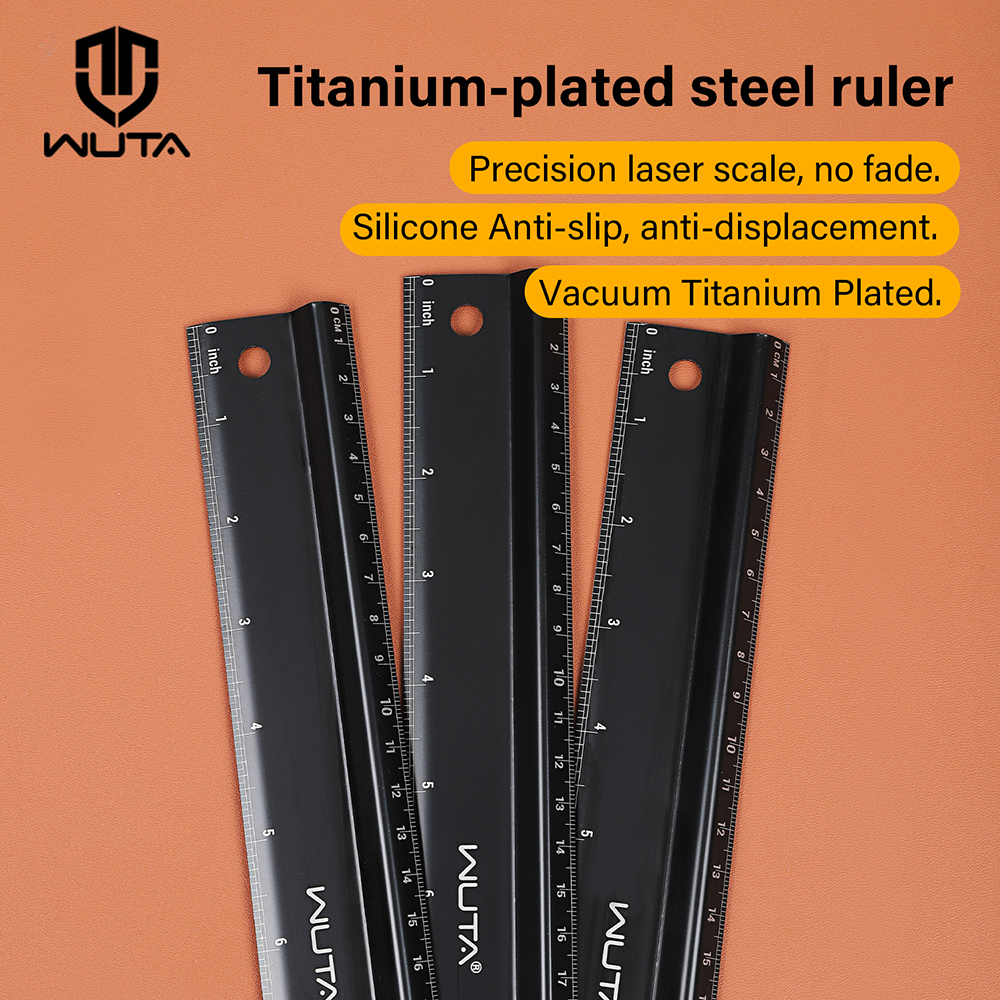 WUTA Leather Cutting Ruler Safety Rulers Titanium Plated Stainless ...