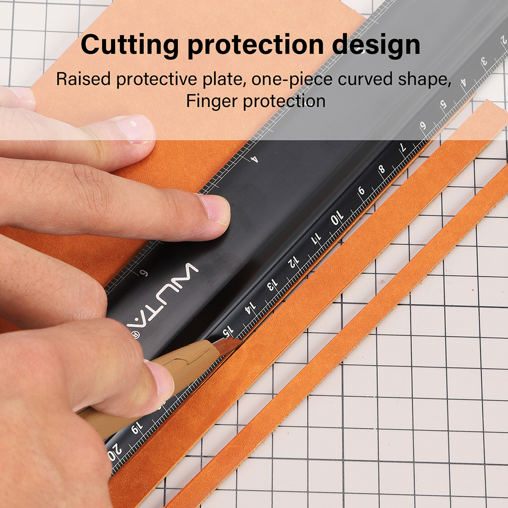 WUTA Leather Cutting Ruler Safety Rulers Titanium Plated Stainless ...