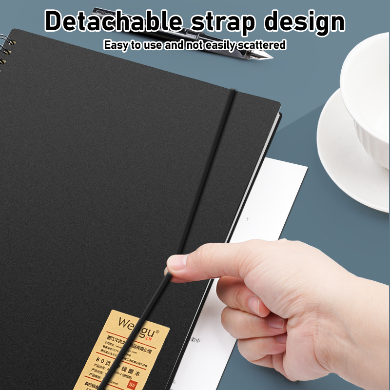 A5/B5 80Sheets DIY Black Cover Coil Notebook College Spiral Notepad ...