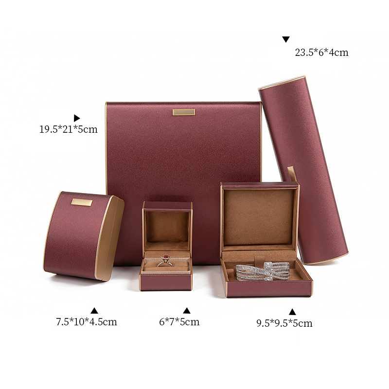 High-end Jewelry Box Curved Pu Leather Microfiber Jewelry Set Box Ring ...