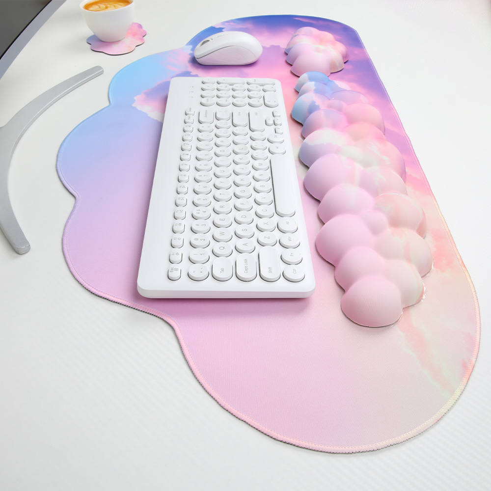 4PCS Cloud Mouse Pad and Keyboard Wrist Rest,Extended Large Desk Mat ...